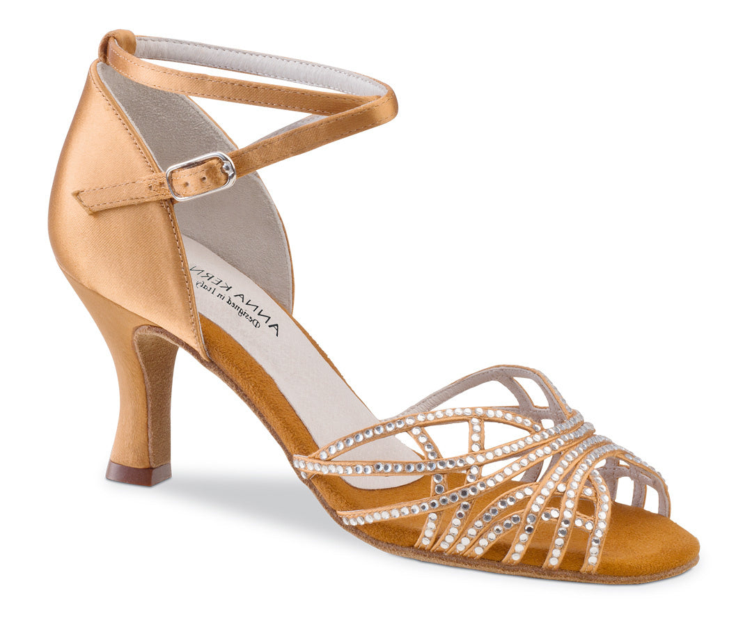Anna Kern Dorette 700-60 Salsa Dansschoenen Strass Brons Satijn 6 cm – Flashdance